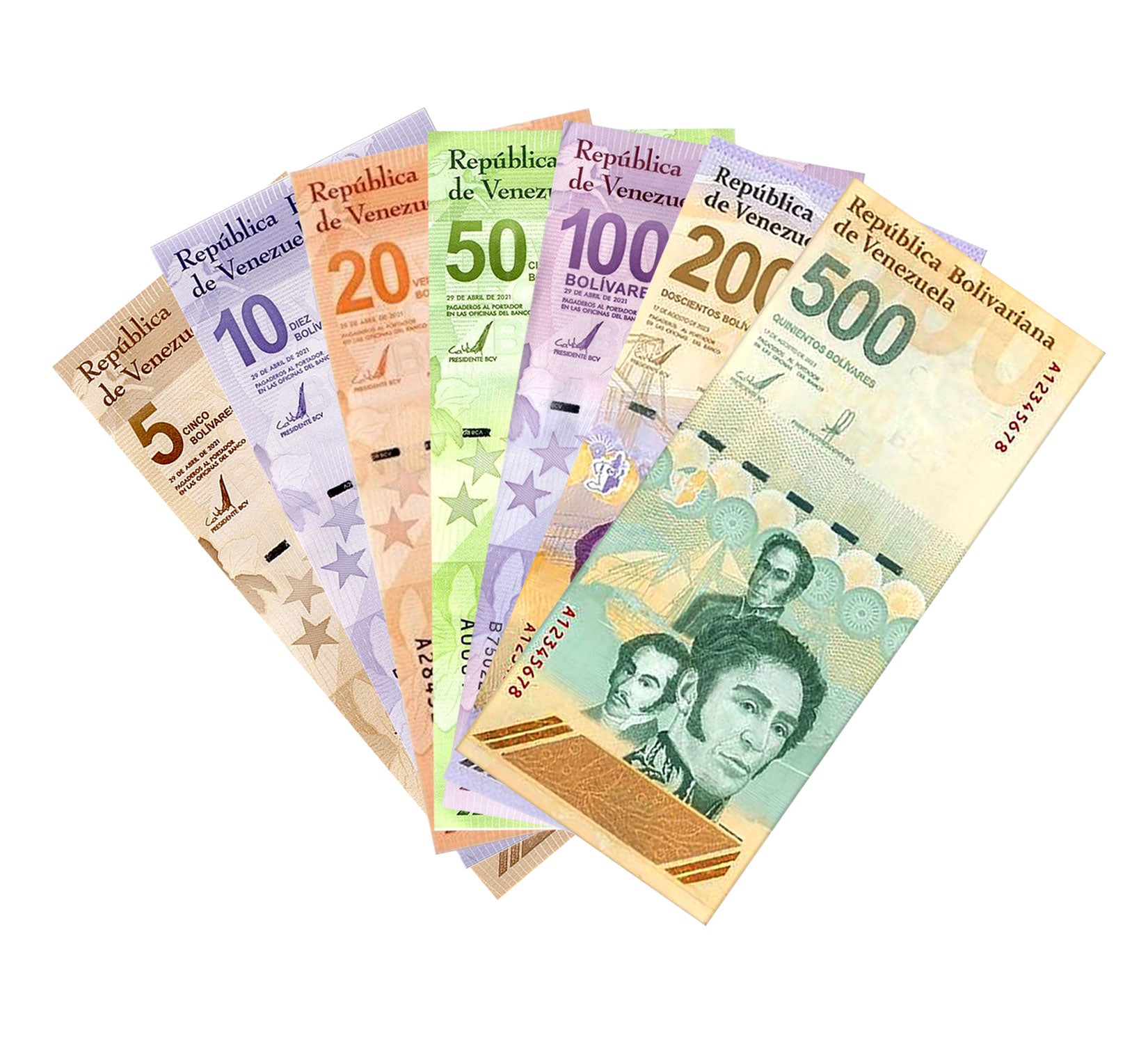 Complete Set Venezuela Digitales Banknotes Uncirculated - 500 - 200