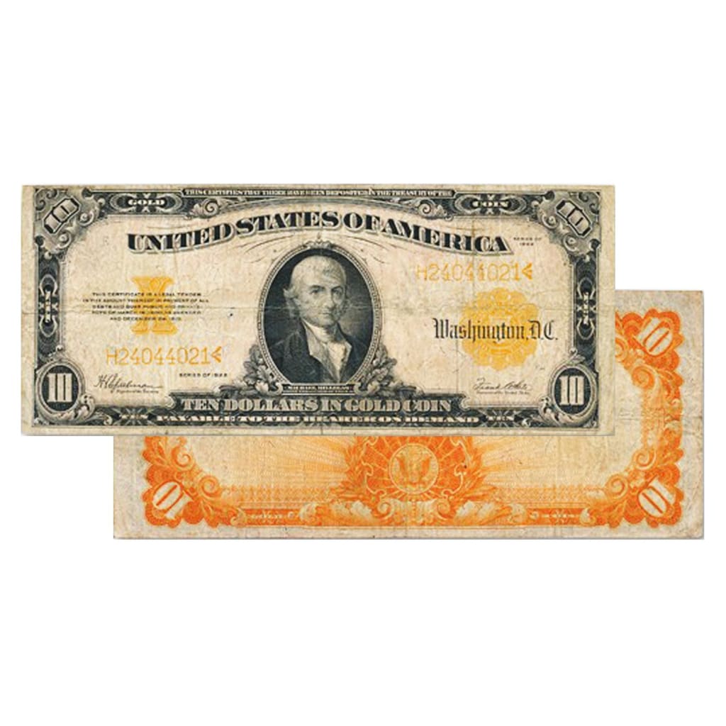 $10 - 1922 Gold Certificate Large Size Note - Very Fine – Great ...