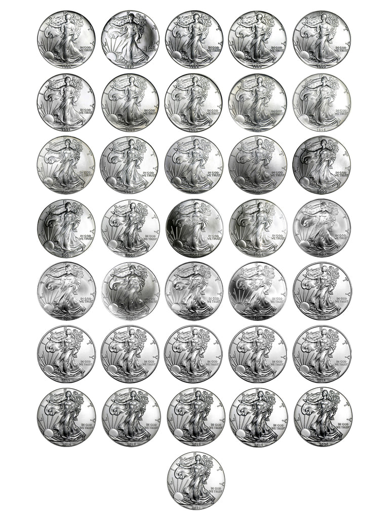 1986-2024 $1 American Silver Eagle Brilliant Uncirculated Complete Set ...