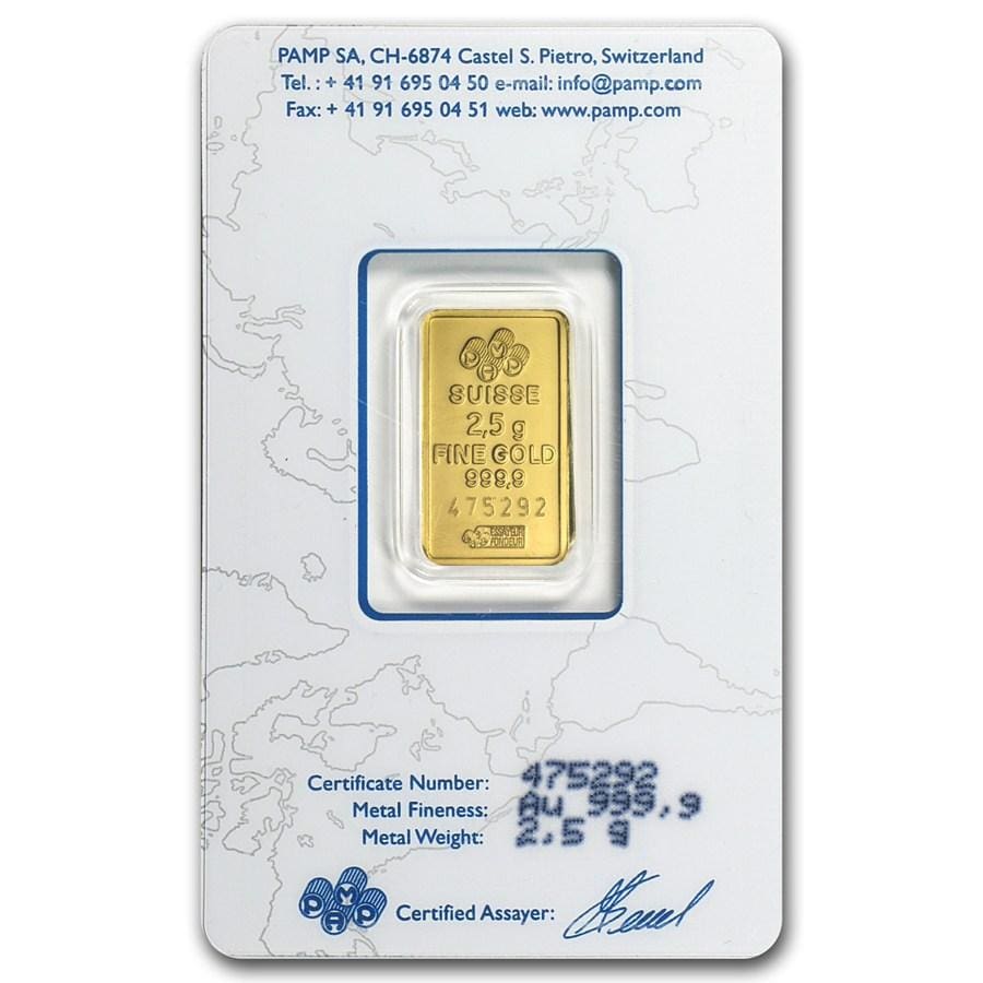 Pamp Suisse Fortuna 2.5 Gram .9999 Gold Bar | Great American Coin ...