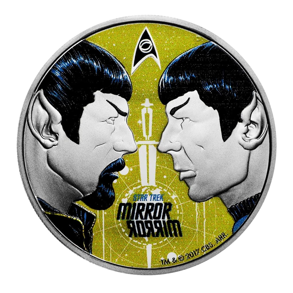 2017 Tuvalu 1 oz .999 Silver Star Trek Mirror Mirror Colorized with Bo ...