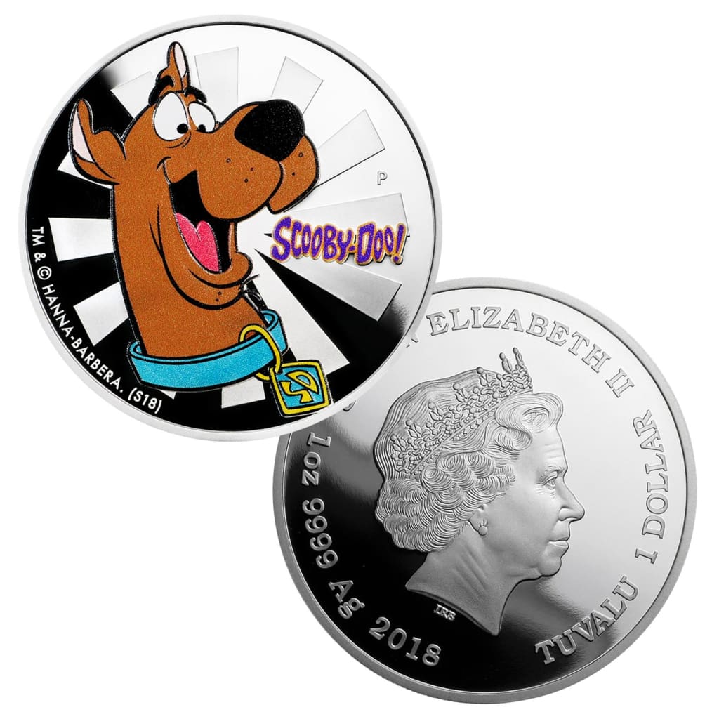 2018 Tuvalu 1 oz .999 Silver Scooby-Doo Colorized Proof with Gift Box ...
