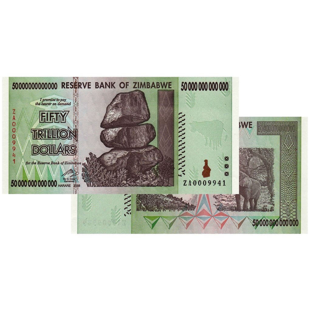 50 Trillion Zimbabwe Banknotes 2008 ZA Series Replacement Note Uncircu ...
