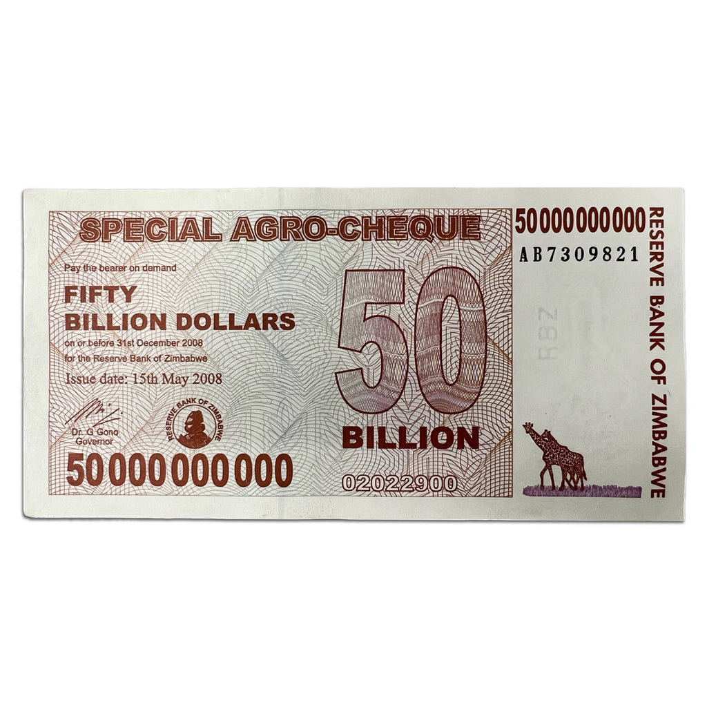50 Billion Zimbabwe AGRO-CHEQUE UNCIRCULATED 2008 – Great American Coin ...