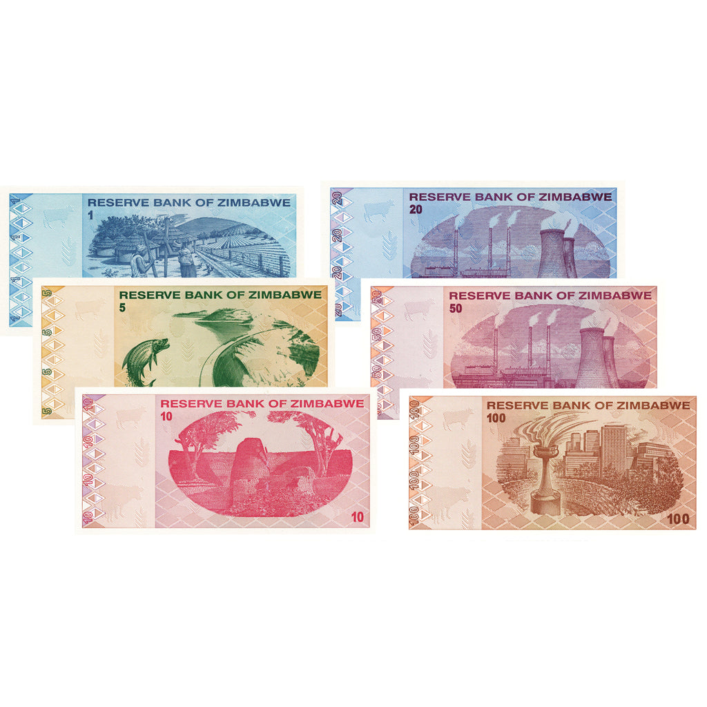 Complete Set of Low Denomination 2009 Zimbabwe Banknotes $1 | $5 | $10 ...