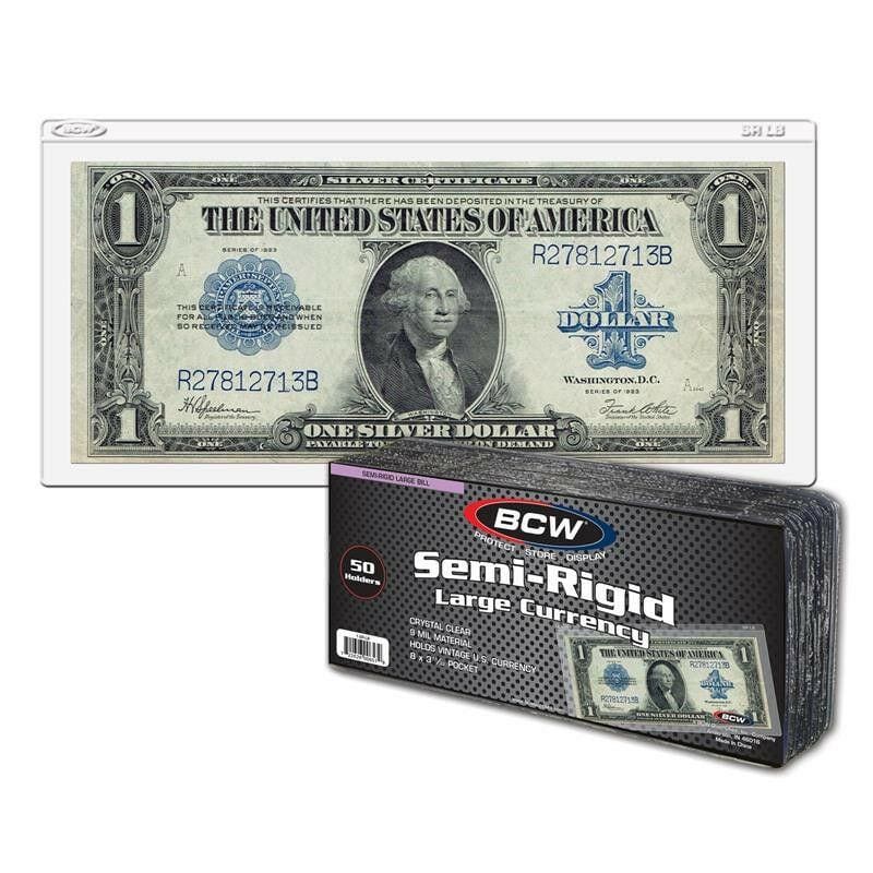 Large Deluxe BCW Regular Semi-Rigid Currency Banknote Holder – Great ...