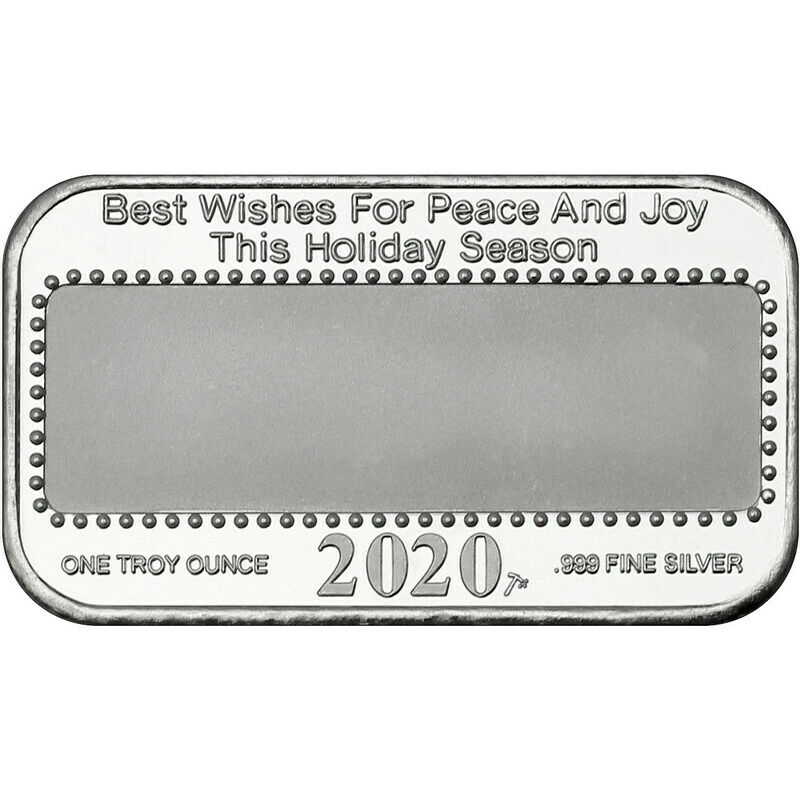 1 Ounce Silvertowne Mint .999 Silver Bar Merry Christmas Santa with Gi ...