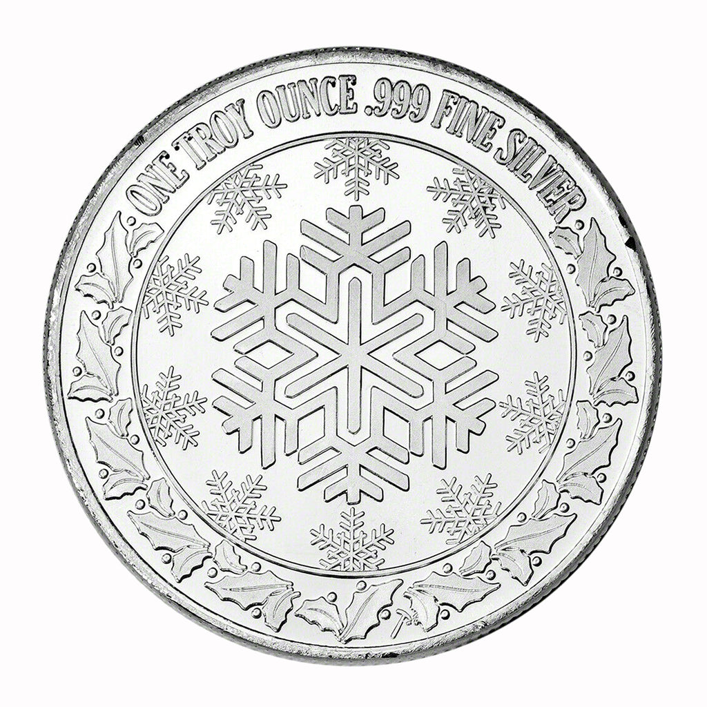 1 Ounce Silvertowne Mint .999 Silver Snowman Tis Christmas Snowflake ...